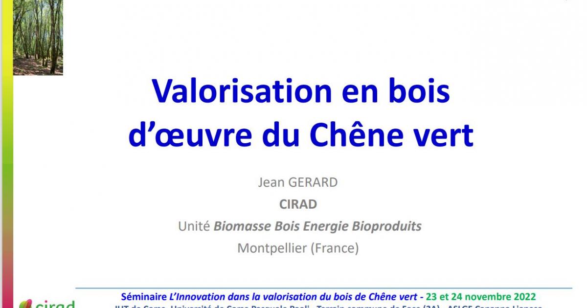 Présentation Jean GERARD - CIRAD
